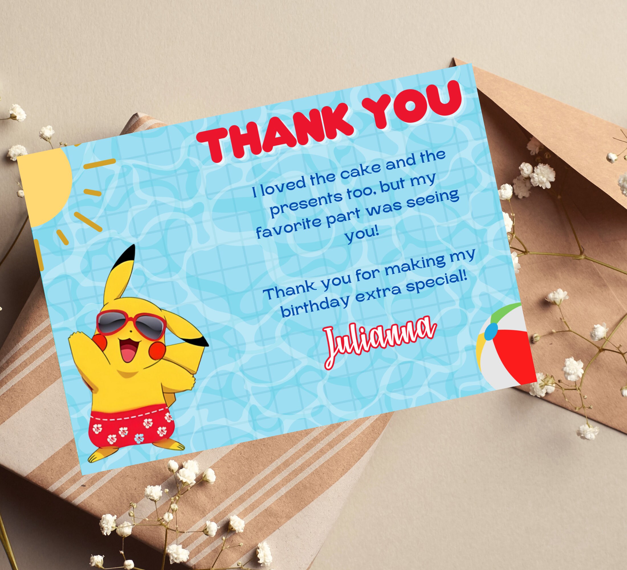 Pikachu Pool Party Birthday Invitation Pokemon Pikachu - Etsy México