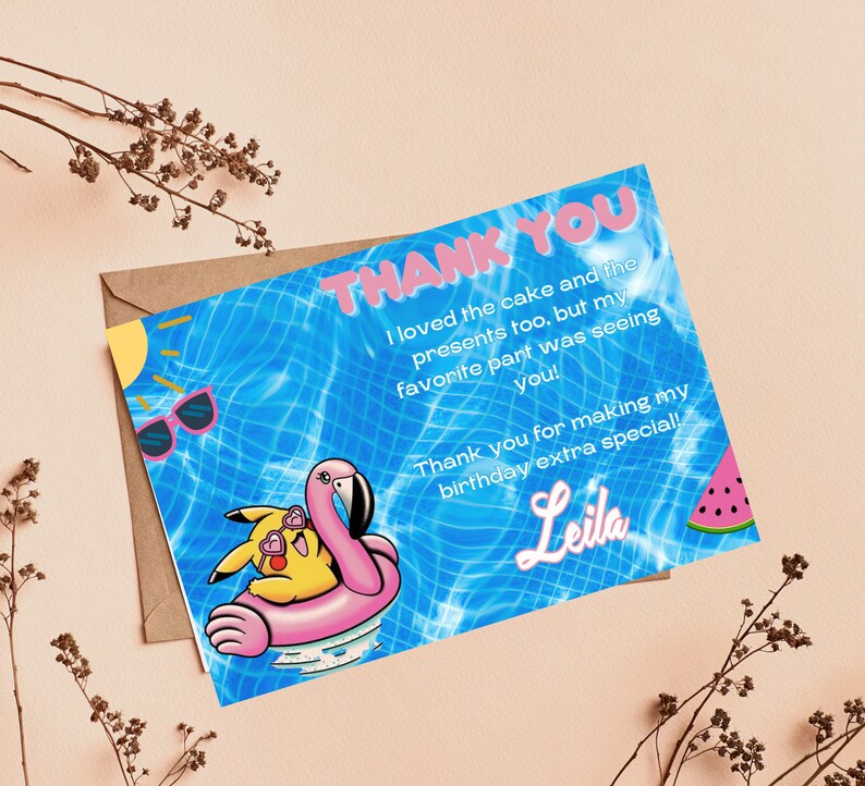 Pikachu Pool Party Birthday Invitation Pokemon Pikachu - Etsy