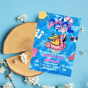 Pikachu Pool Party Birthday Invitation Pokemon Pikachu - Etsy