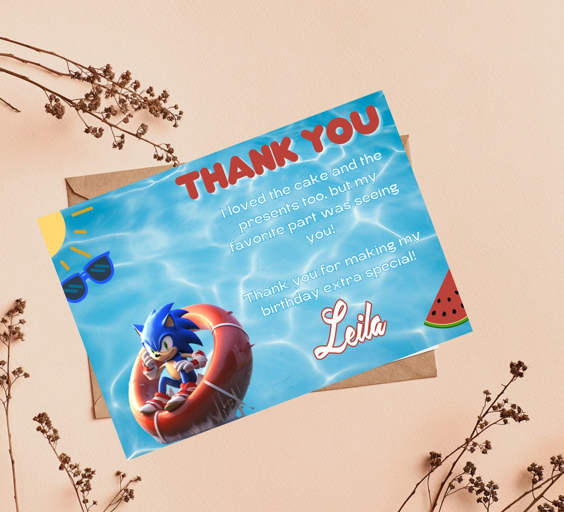 Sonic Pool Party Birthday Invitation Sonic Birthday - Etsy