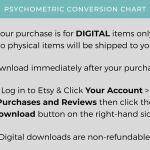 Psychometric Conversion Chart Greyscale | School Psychologist Forms - Etsy