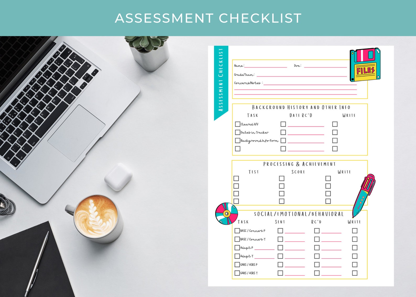 Assessment Checklist 90s Style School Psychologist Forms - Etsy