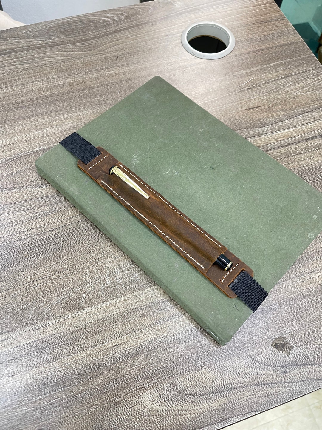 Leather Pen Holder With Elastic Strap for Notebook A5, Custom Pen ...