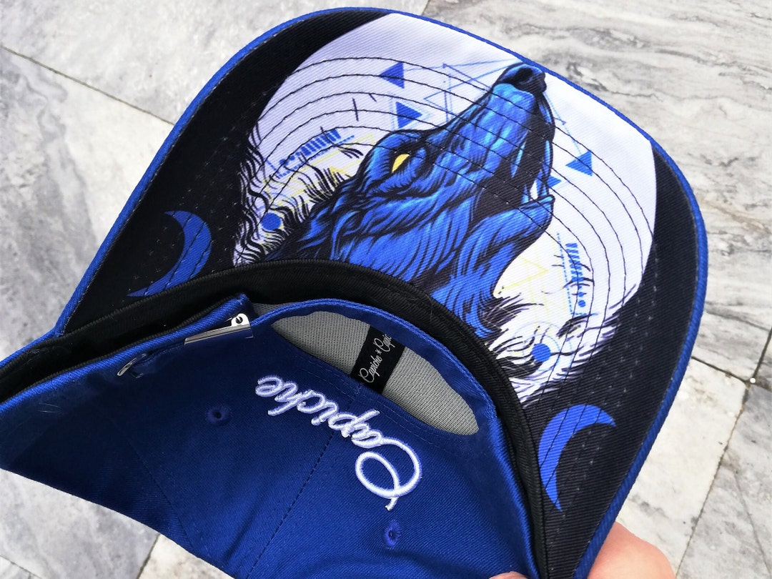 Curved Baseball Cap Blue Crying Wolf Animal Capiche Baseball Cap Cool ...