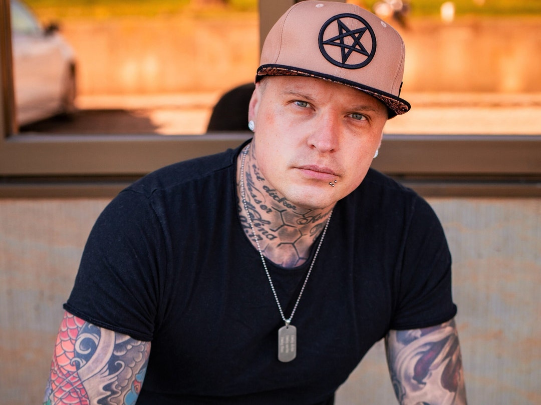 Snapback Hat Brown Cursed Priest Beige Pentagram Capiche Baseball Cap ...