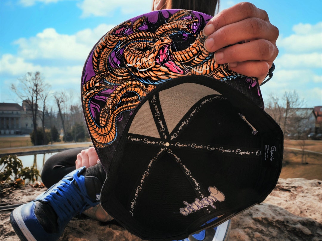 Snapback Hat Purple Hydra Black Greek Mythology Capiche Baseball Cap Cool Hats Gift for Dad ...