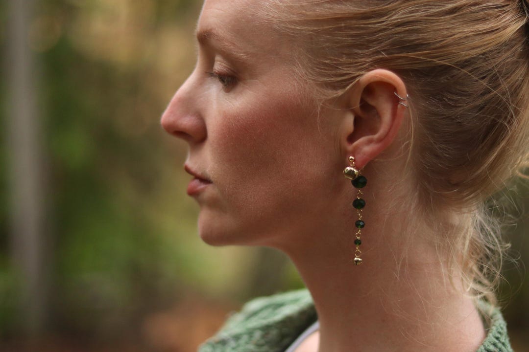 Jingle Bell Dangle Earrings in Green - Etsy