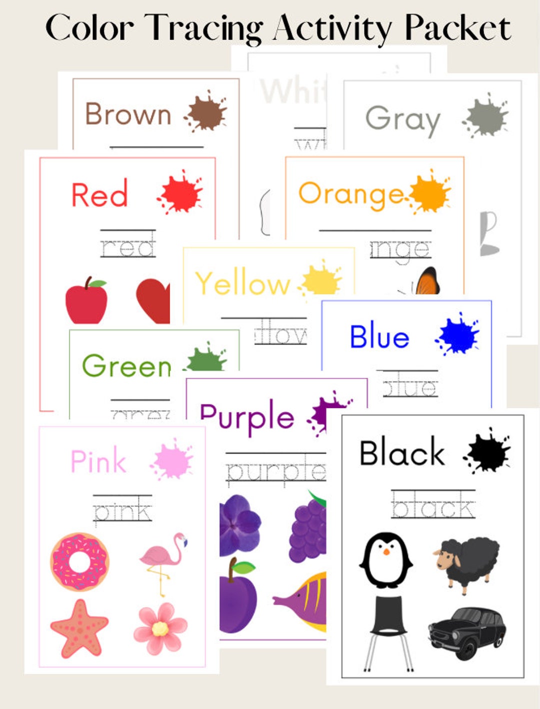 Color Tracing Activities Packet, Toddler and Preschool Worksheets ...