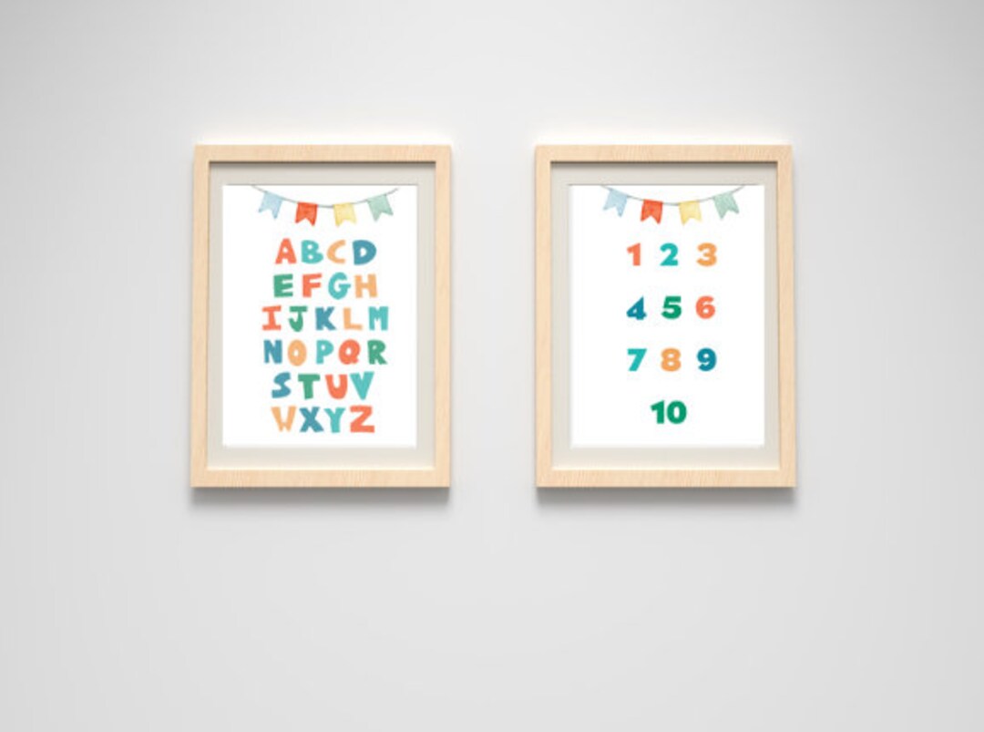 Set of 2 Educational Posters, Alphabet and Number Educational Posters ...
