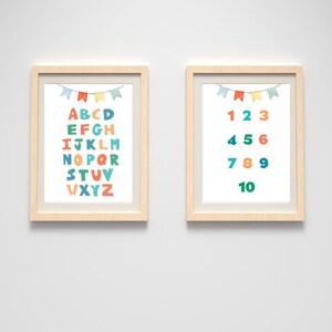 Set of 2 Educational Posters, Alphabet and Number Educational Posters ...