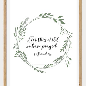 For This Child We Have Prayed Sign, Nursery Prayer Sign, Nursery Poster ...