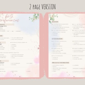 Birth Preferences Template Pregnant Journey Birth Plan Pinky Rose Gold Printable & Editable - Etsy