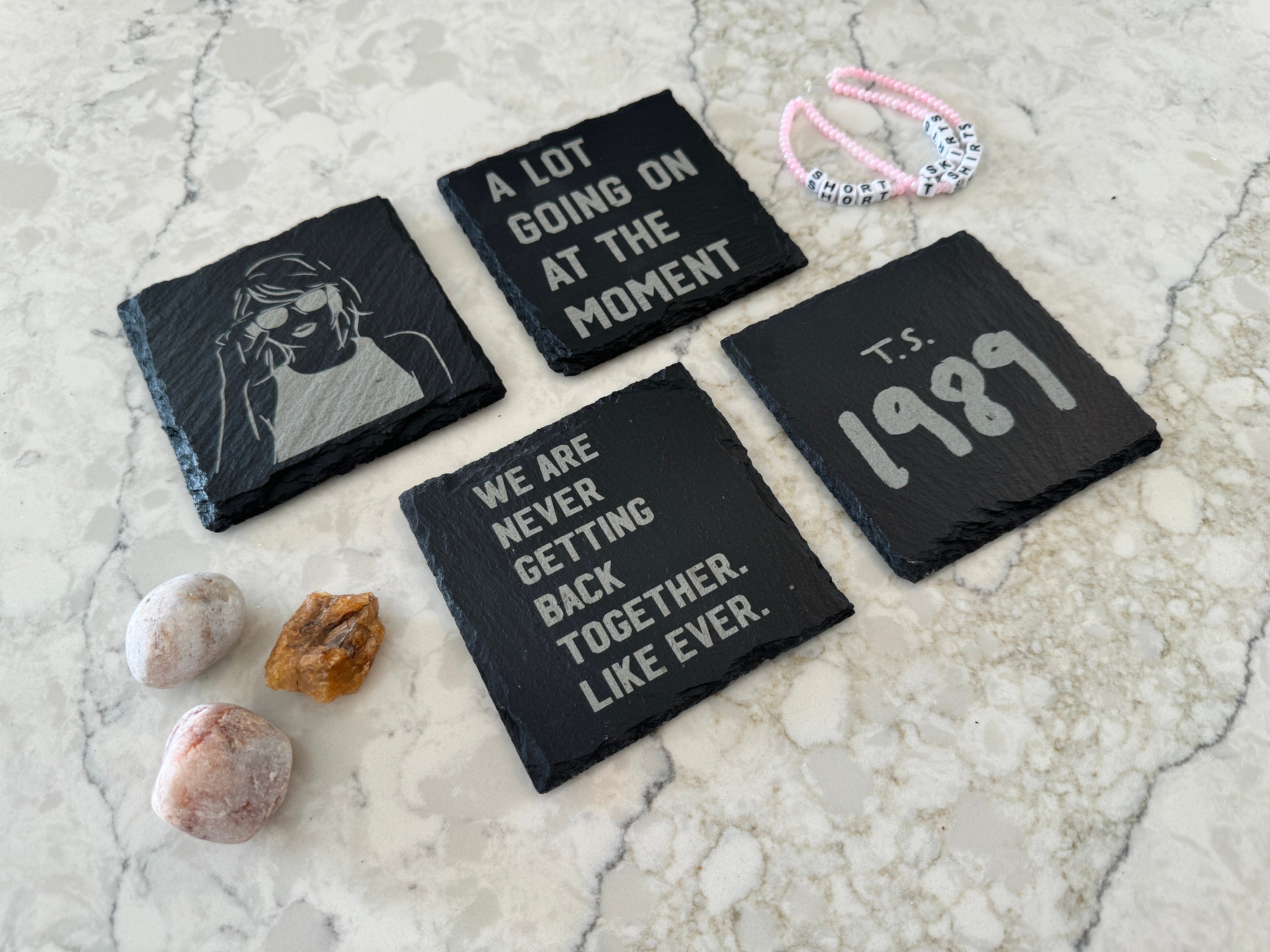 Custom Engraved Slate Tile Coasters - Etsy