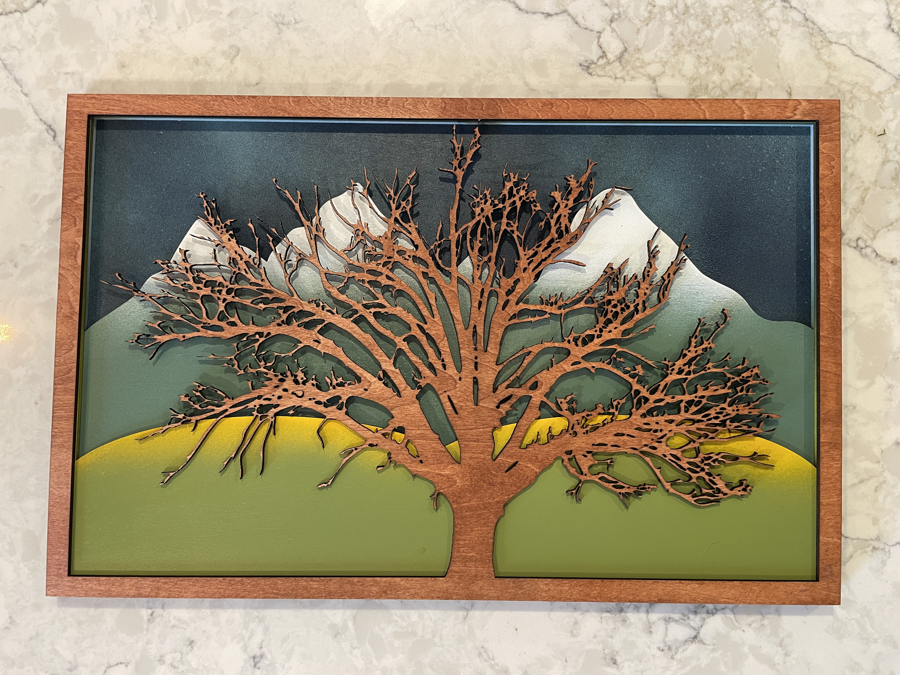 Ethereal Landscape 16”x10” Multi-layered Wood Wall Art—handcrafted ...