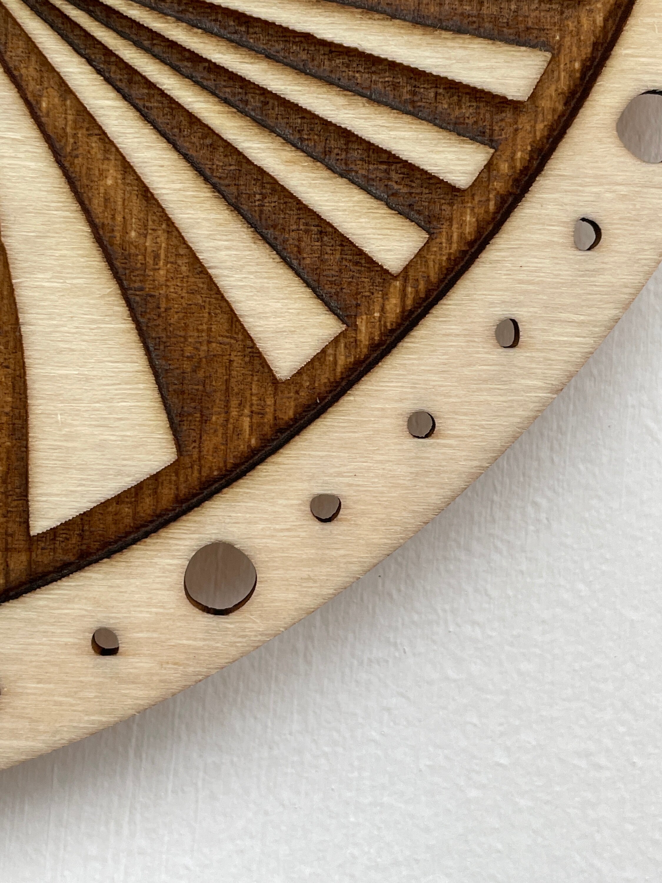 Wood Wall Clock 11 Inch, Mesmerizing Swirl Spiral Engraved Wood Modern ...