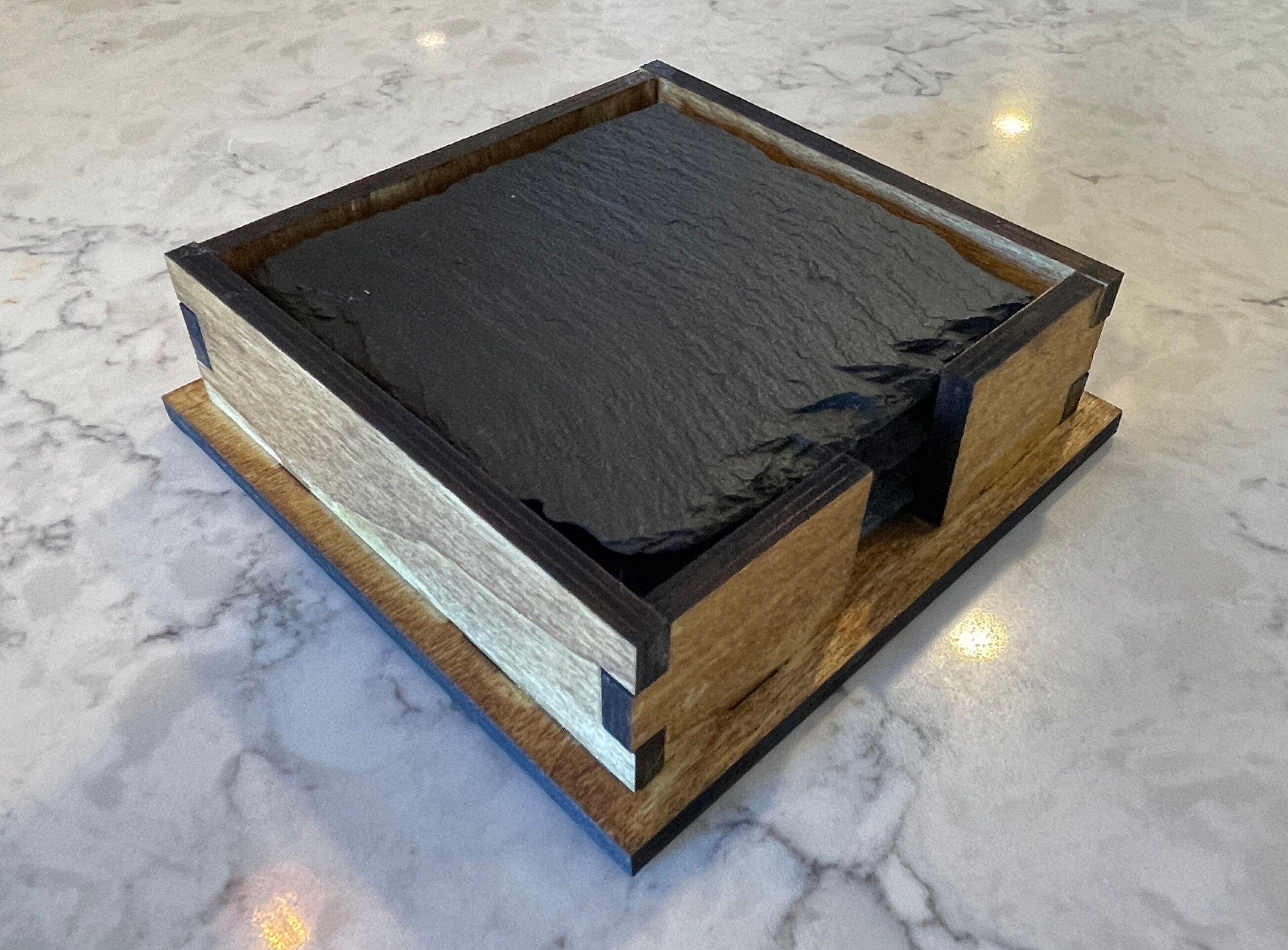 Laser-cut Slate Coaster Holder Design – Box Joints for 6mm (digital ...
