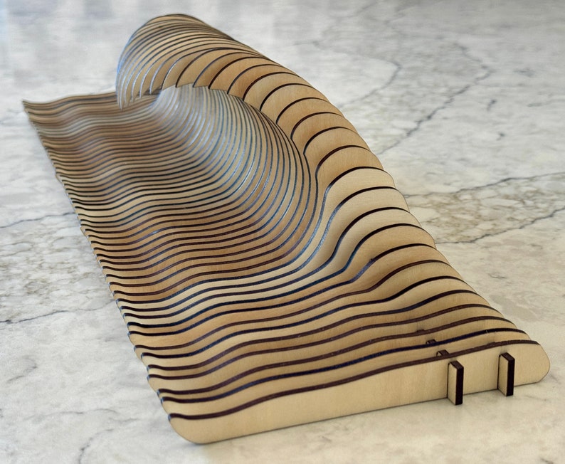 Breaking Wave Wood Tabletop Art Sculpture—3d Laser-cut Basswood, Beach ...