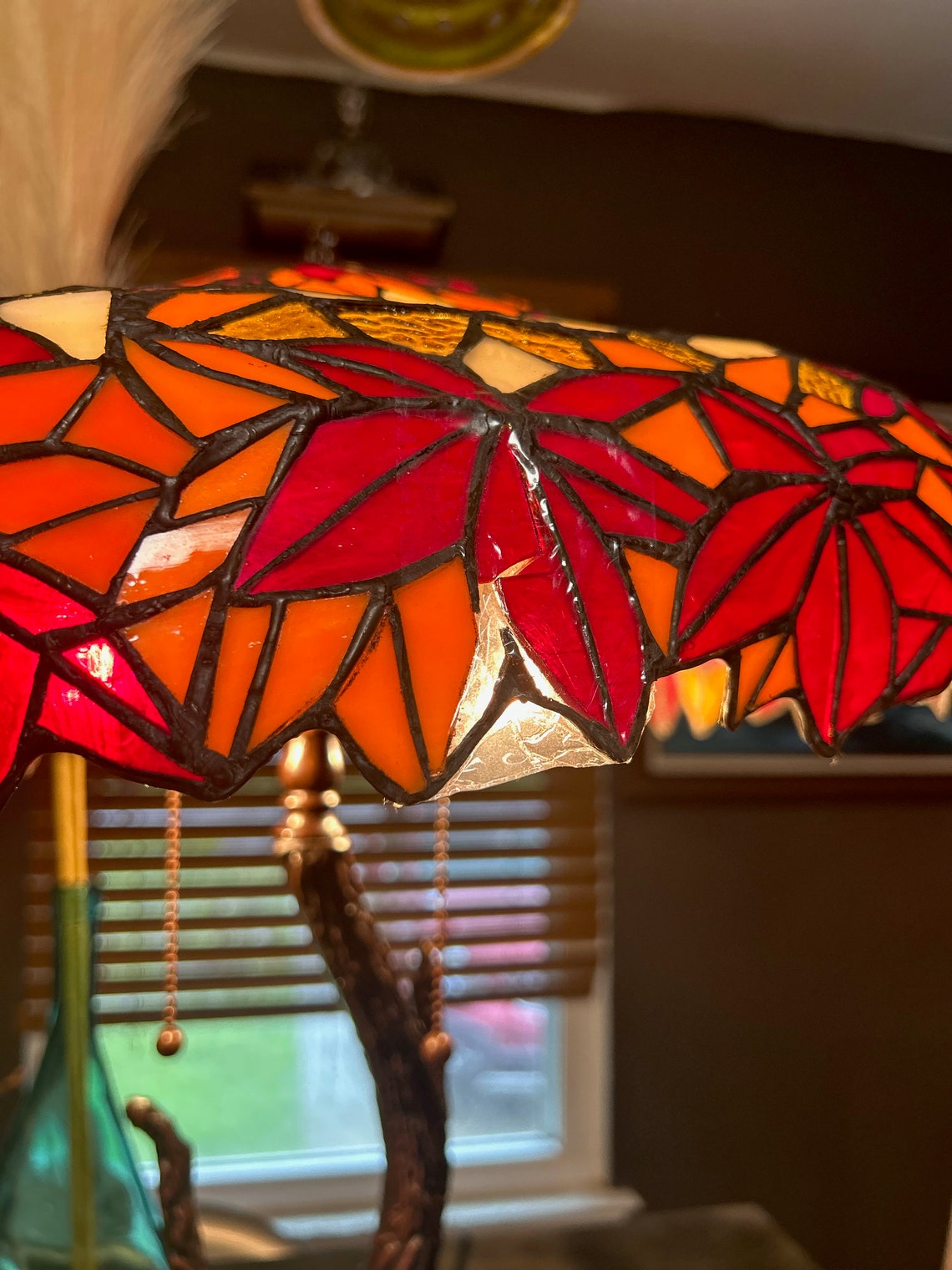 Antique Attributed to Chicago Mosaic Company Maple Leaf Stained Glass ...