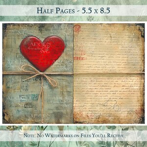 Love Letters, Shabby Ephemera, Rustic Vintage Stationery Half-page ...