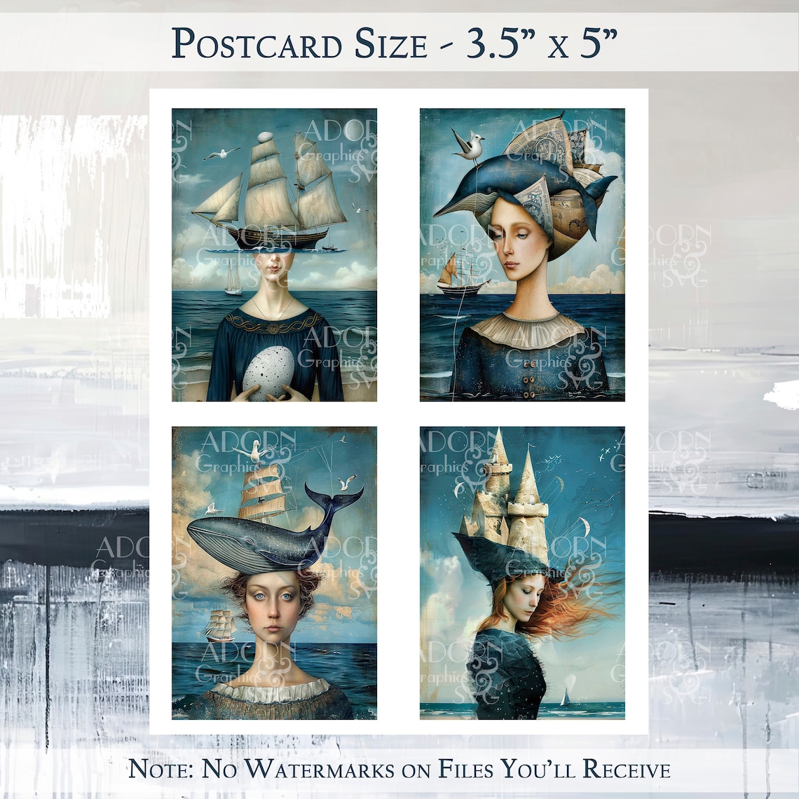Sea ATC Cards | Collage Ephemera | Journaling Cards | Printable ...