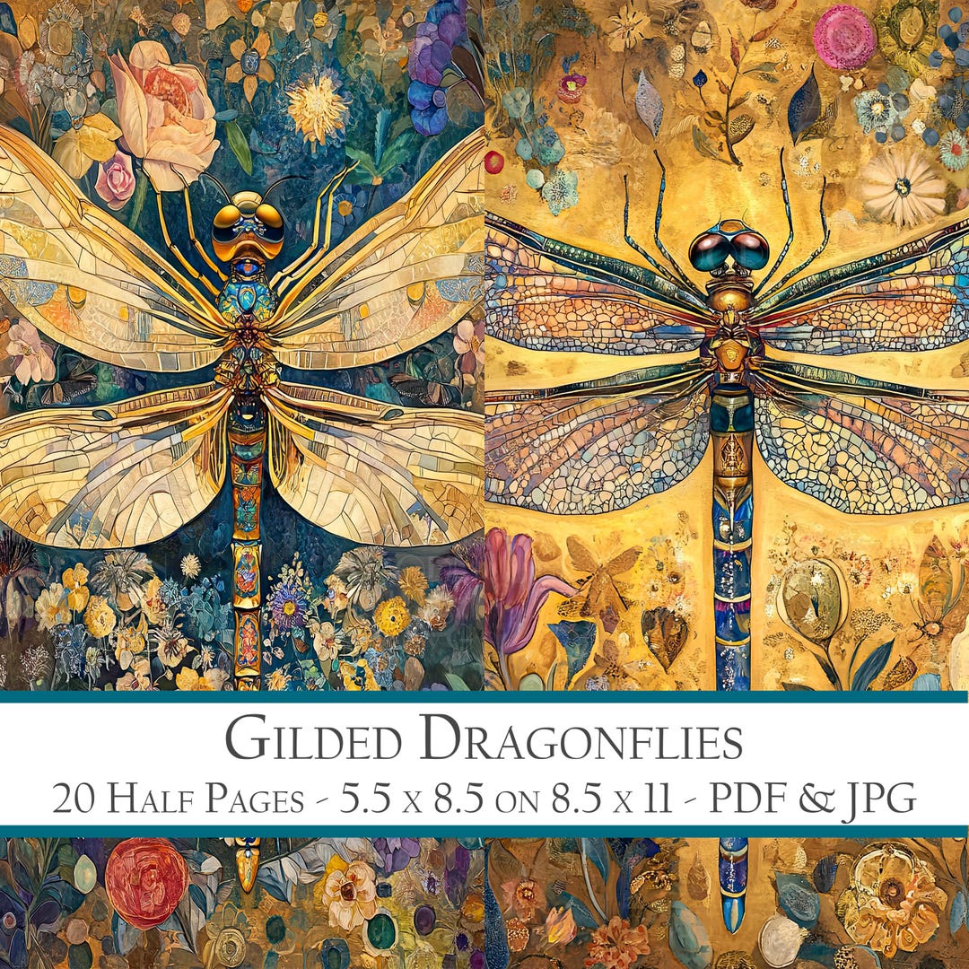 Dragonfly Junk Journal Paper, Garden Themed Journal Kit, Printable ...