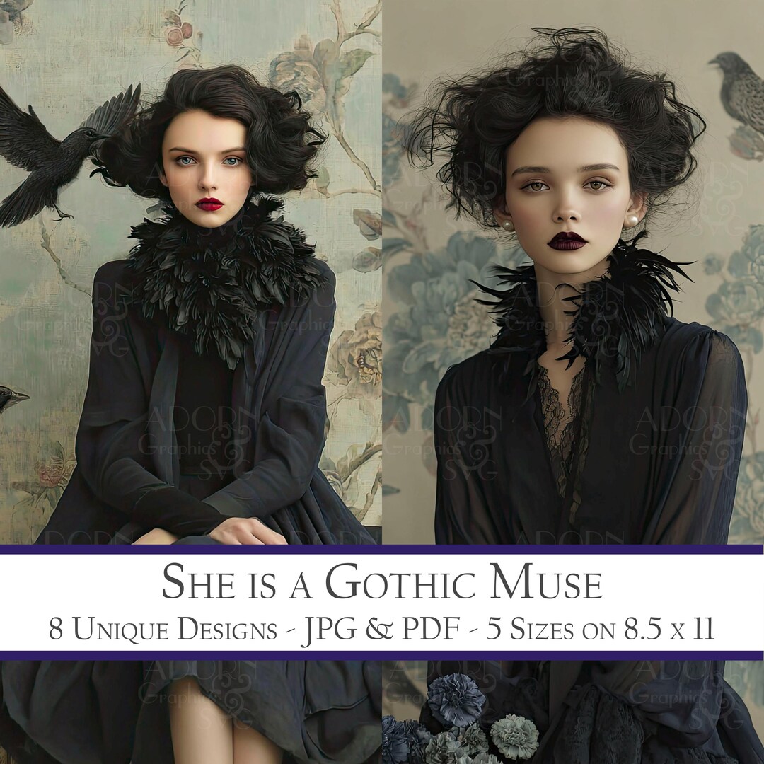 Gothic Muse – Dark Feminine Character Cards in 5 Sizes – Printable ...