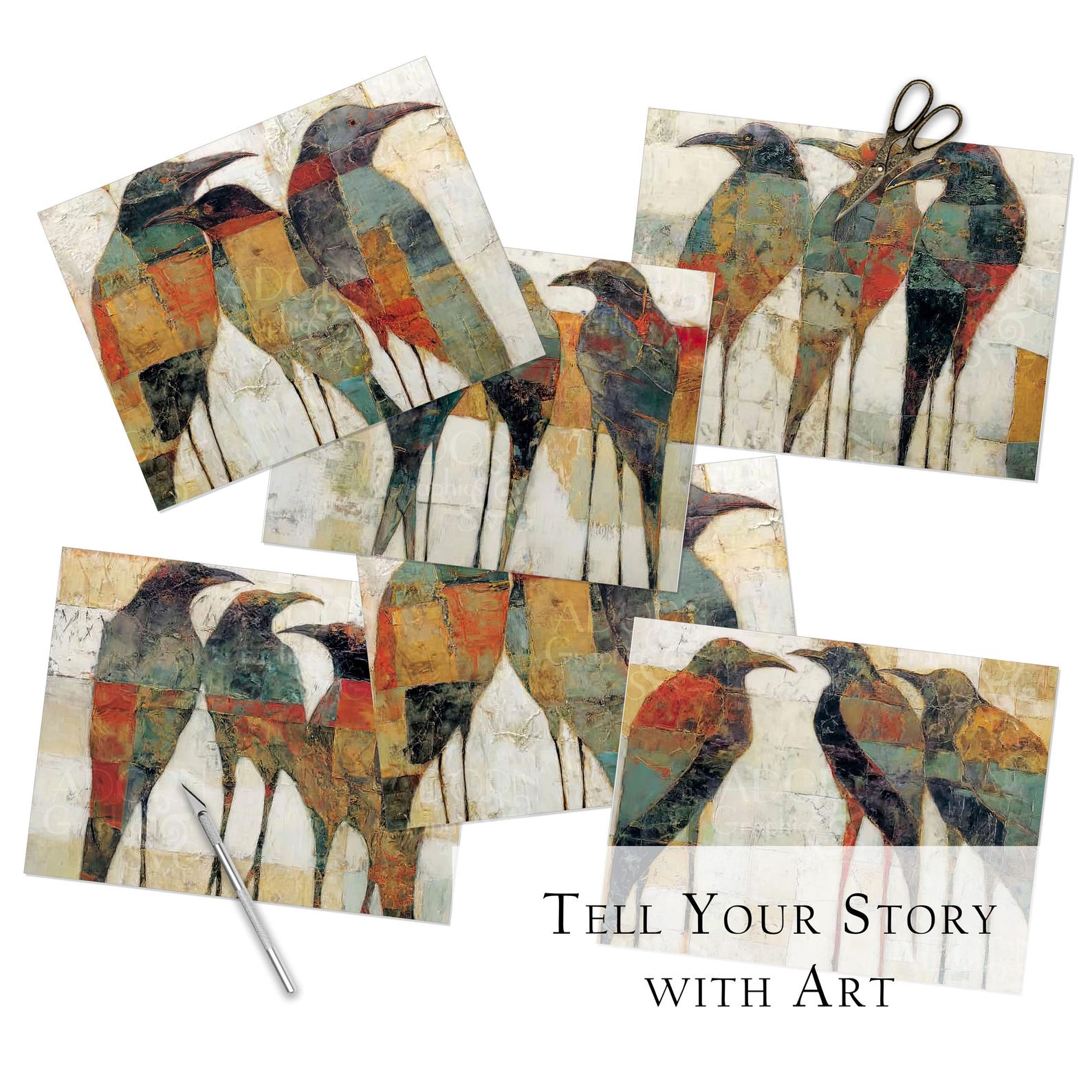 Crow Art Backgrounds • Mixed Media Bird Collage Pages • Junk Journal ...