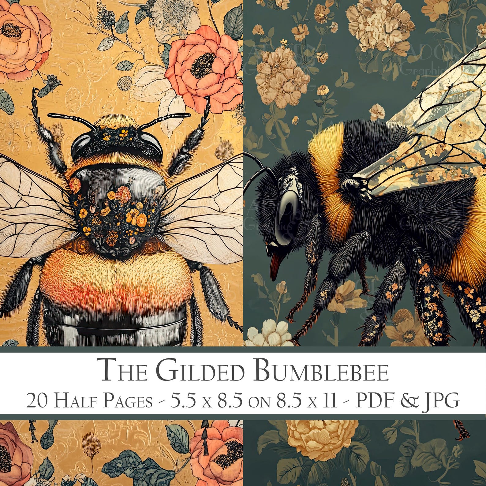 Bumblebee Junk Journal Paper, Journal Kits, Printable Ephemera ...