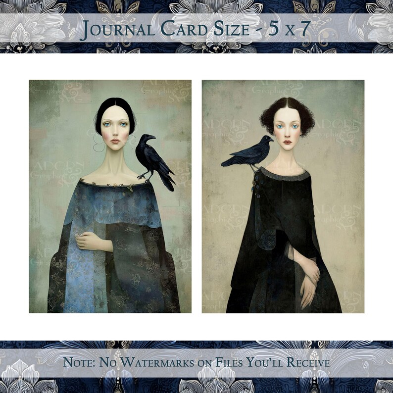 Gothic Raven Portraits: Victorian Women Art for Junk Journals ...