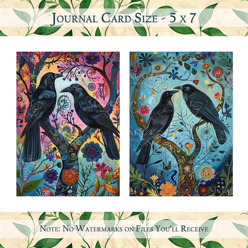 Two Crows, Bird Junk Journal Pages, Raven Collage Sheet, Black Raven ...
