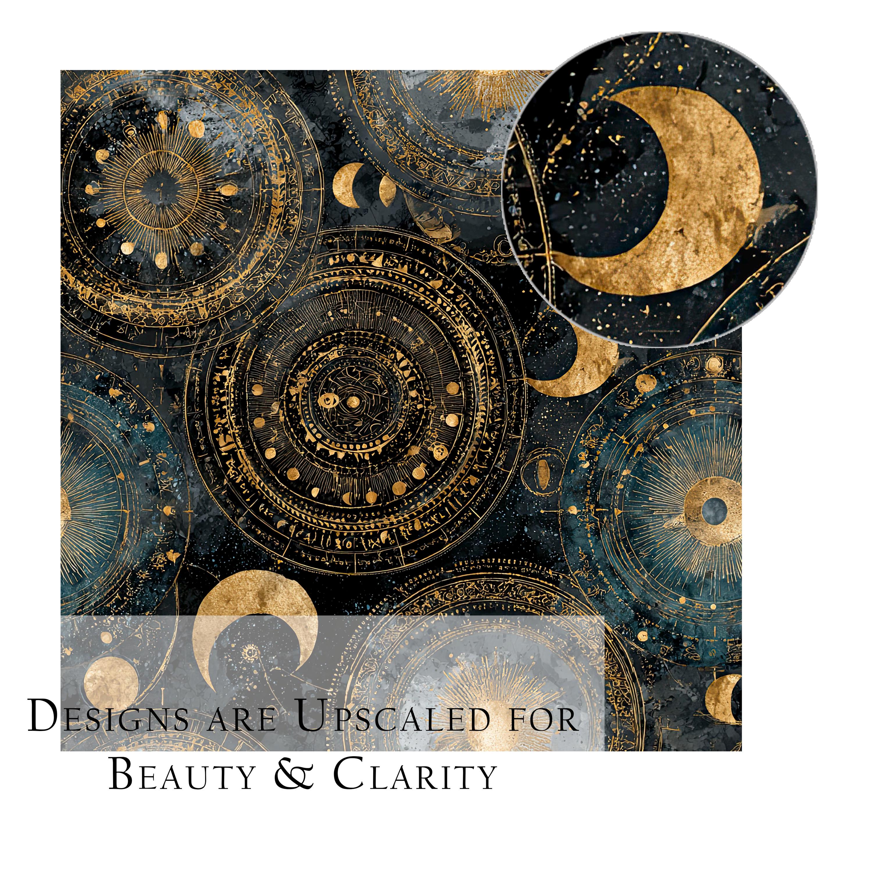 Celestial Alchemy Seamless Digital Paper, 20 Gilded Moon & Cosmic ...