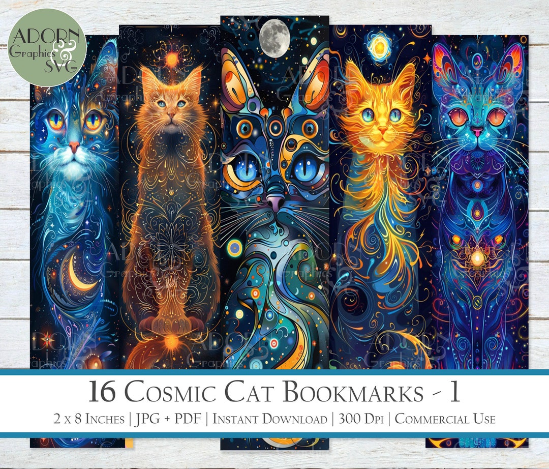 Cosmic Cats Aesthetic Bookmarks, Cute Bookmark, Bookmark Set, Bookish Merch, Gifts for Bookworms ...
