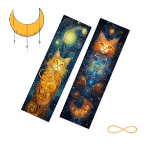 Cosmic Cats Aesthetic Bookmarks, Cute Bookmark, Bookmark Set, Bookish ...