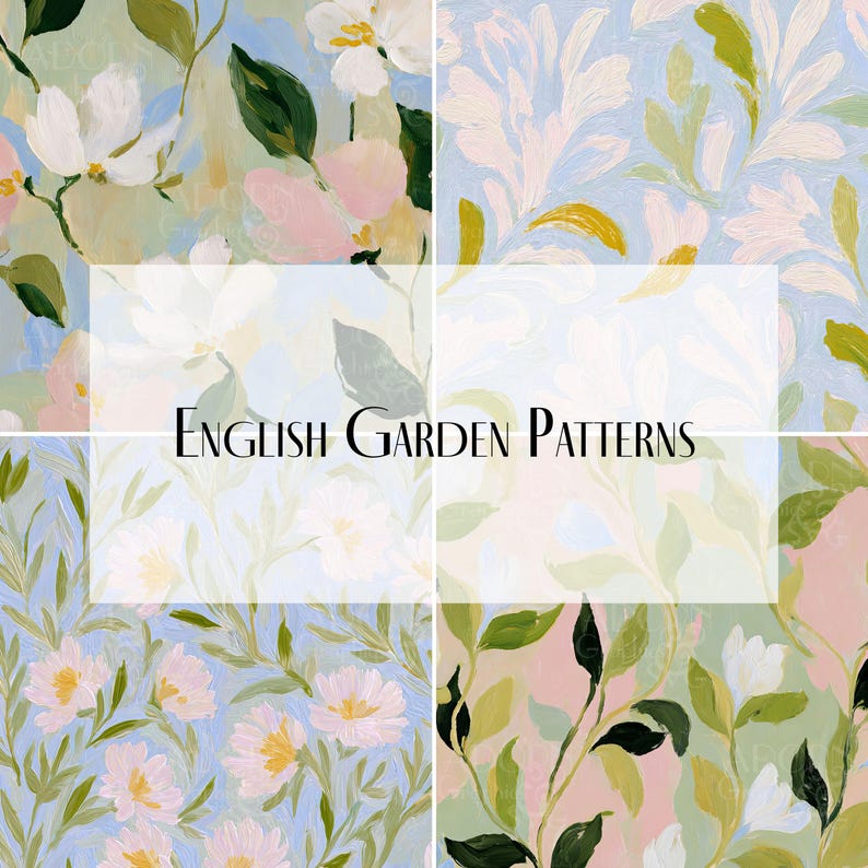 English Garden Floral Pattern Pack – 20 Seamless Pastel Digital Papers ...