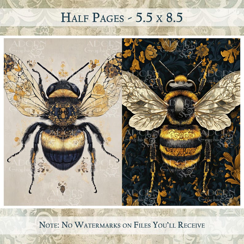 Bumblebee Junk Journal Paper, Journal Kits, Printable Ephemera ...
