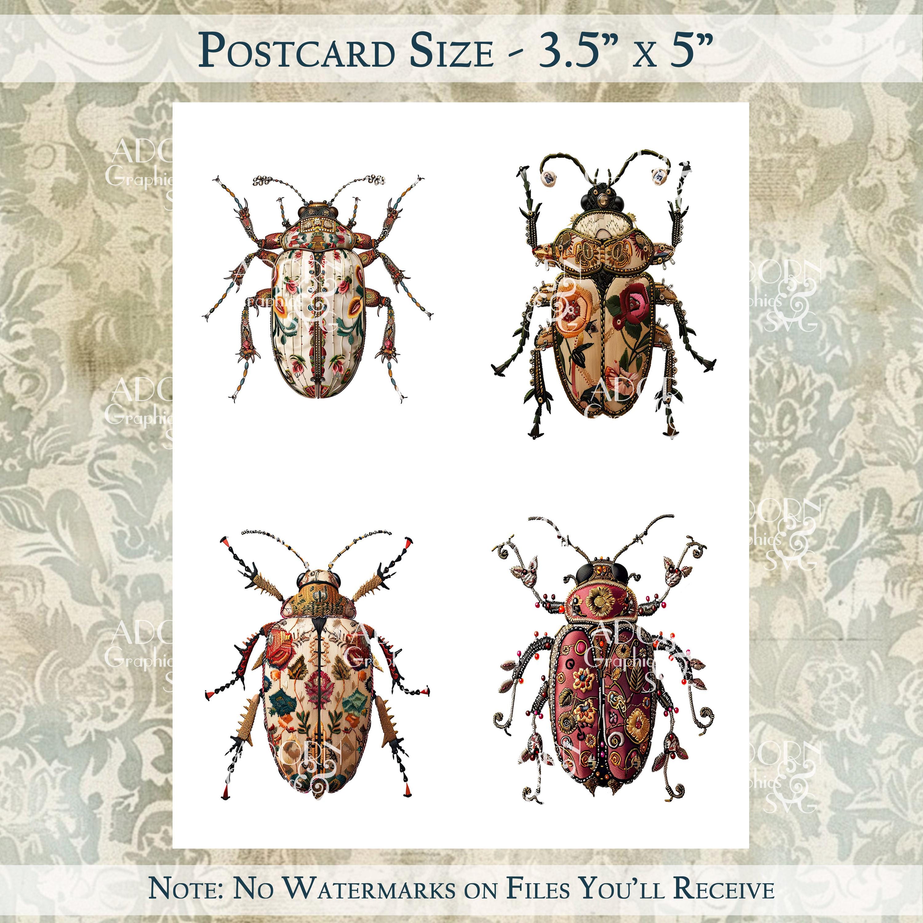 Beetle Ephemera, Bug Clipart, Embroidered Beetle Cutouts, Fussy Cuts ...