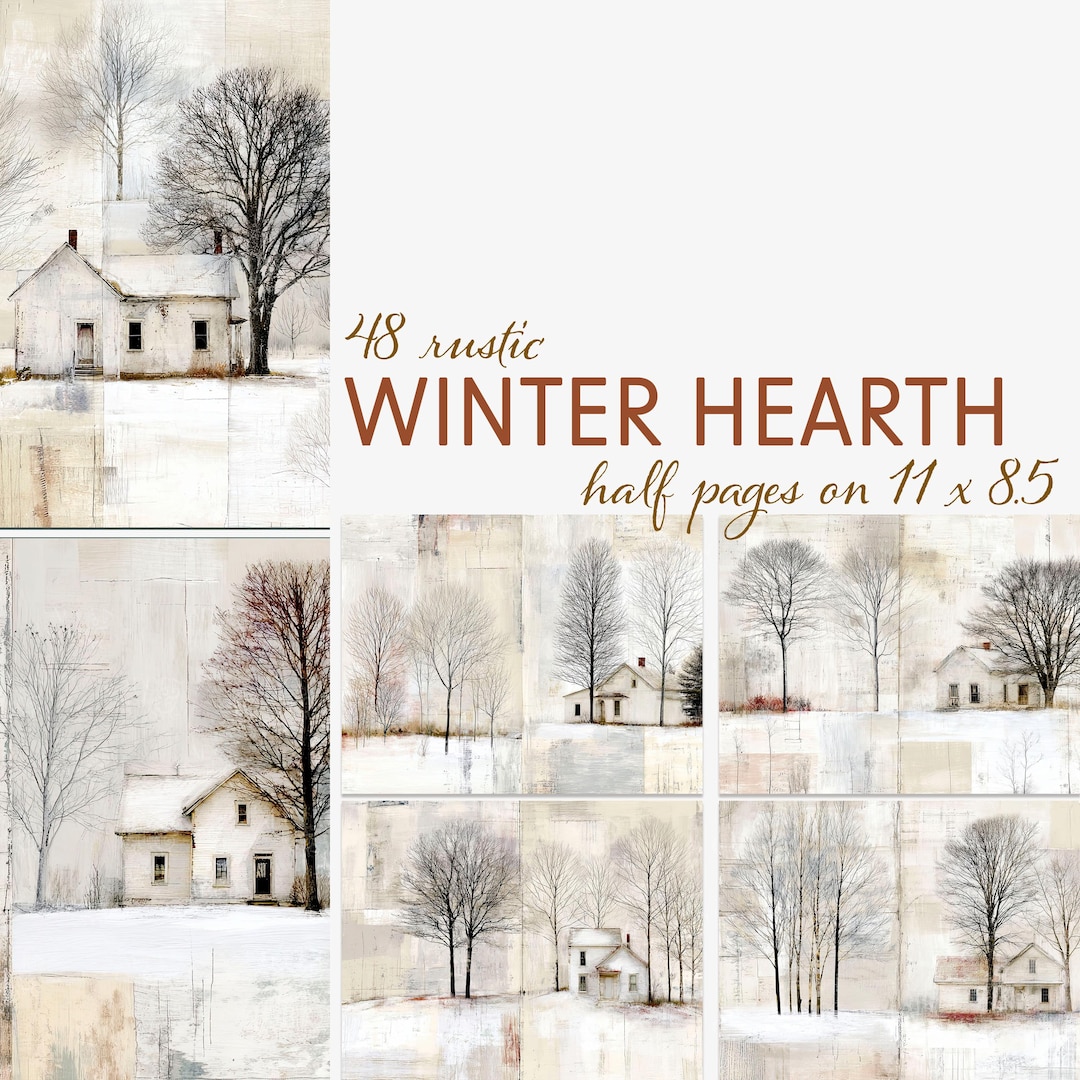 Winter Journal Background Pages - 24 Warm Rustic Farmhouse Winter ...