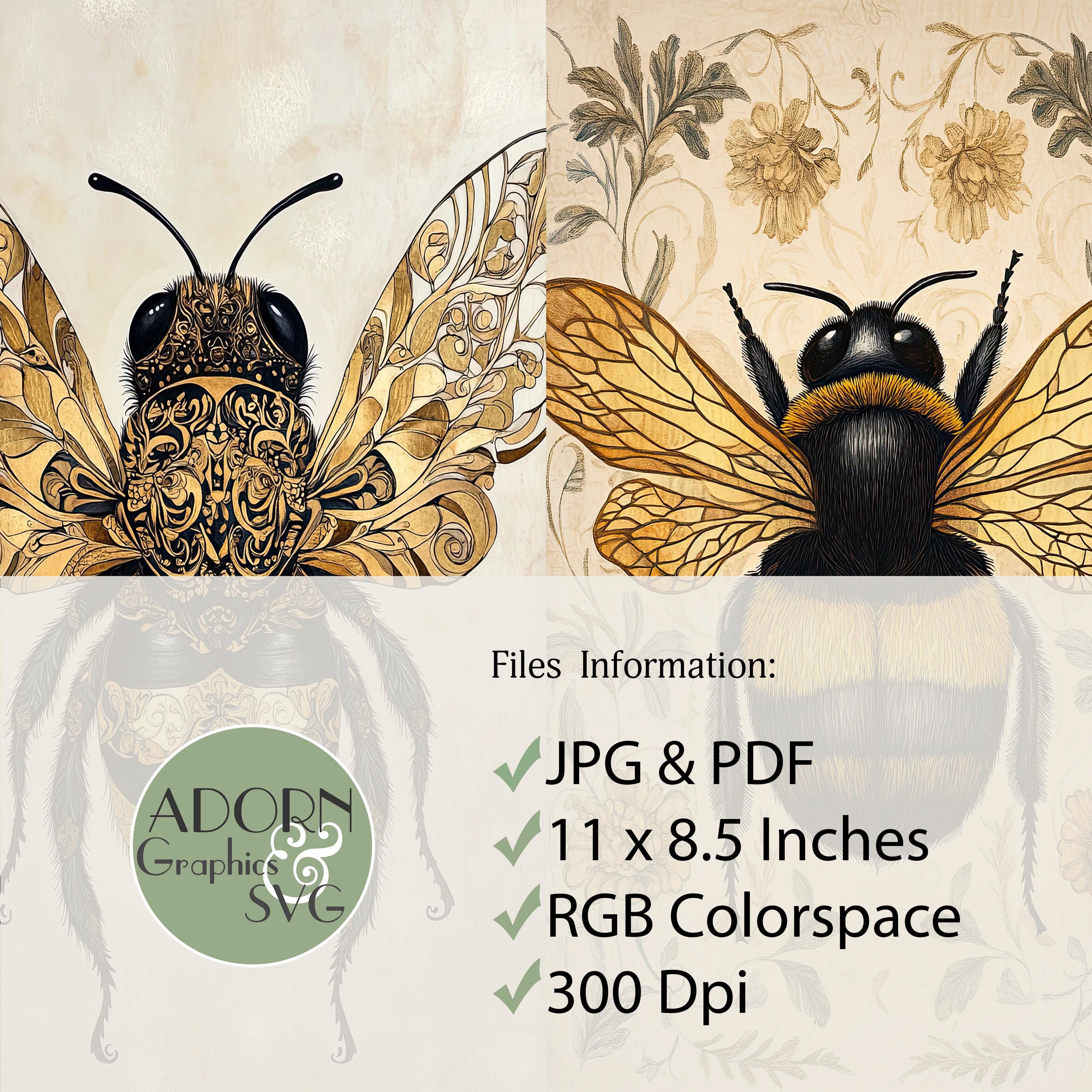 Bumblebee Junk Journal Paper, Journal Kits, Printable Ephemera ...