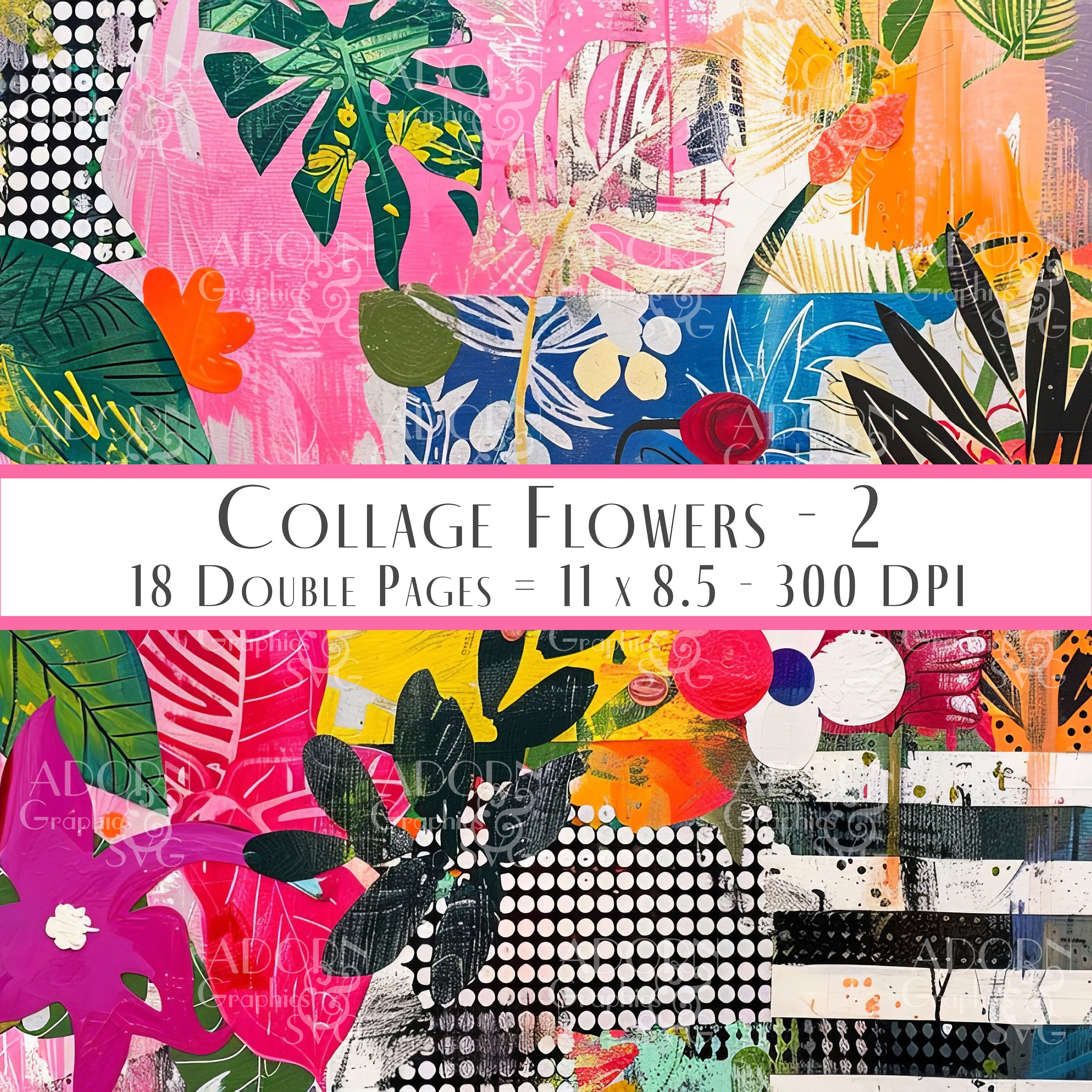 Flower Junk Journal Pages, Collage Background, Journal Kits, Printable ...