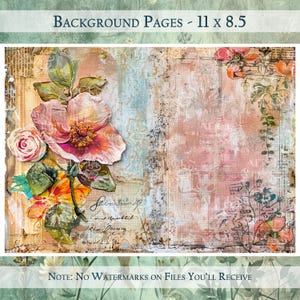 Boho Flower Collage Background Pages, Floral Digital Paper ...