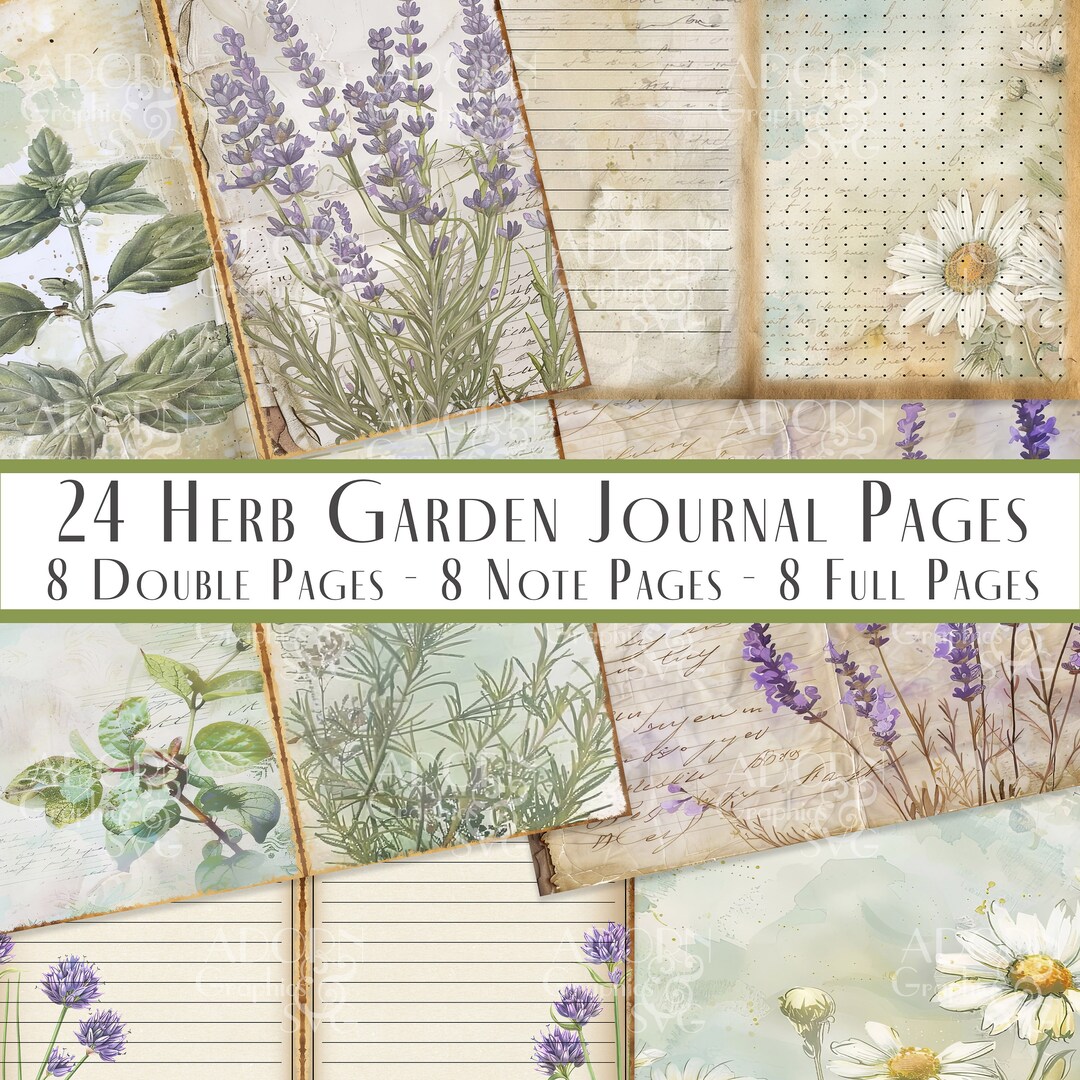 Vintage Herb Garden Junk Journal Pages 24 Vintage Garden Scrapbook ...