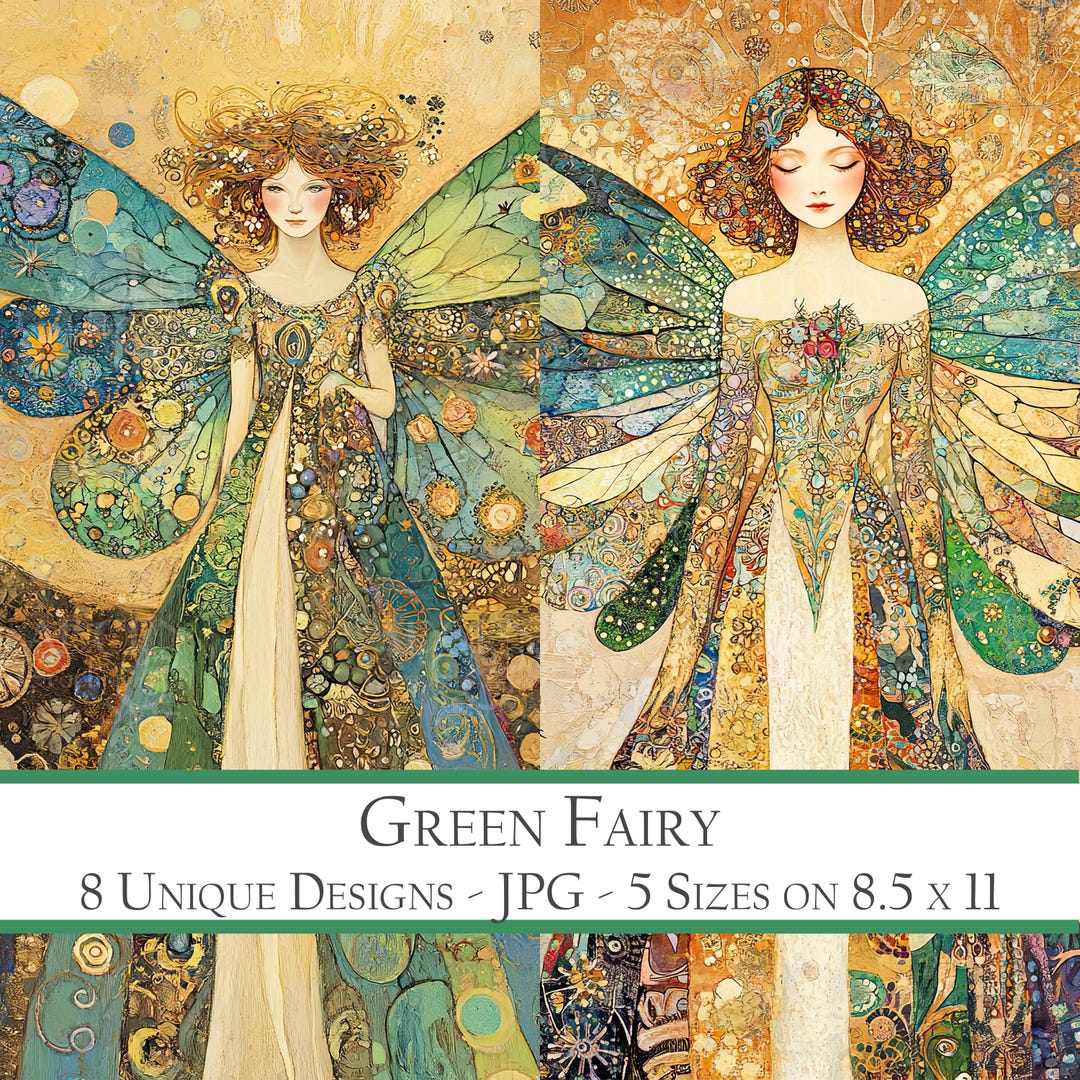 Green Fairy Digital Art Prints, Vintage Fairy ATC Cards, Fantasy ...