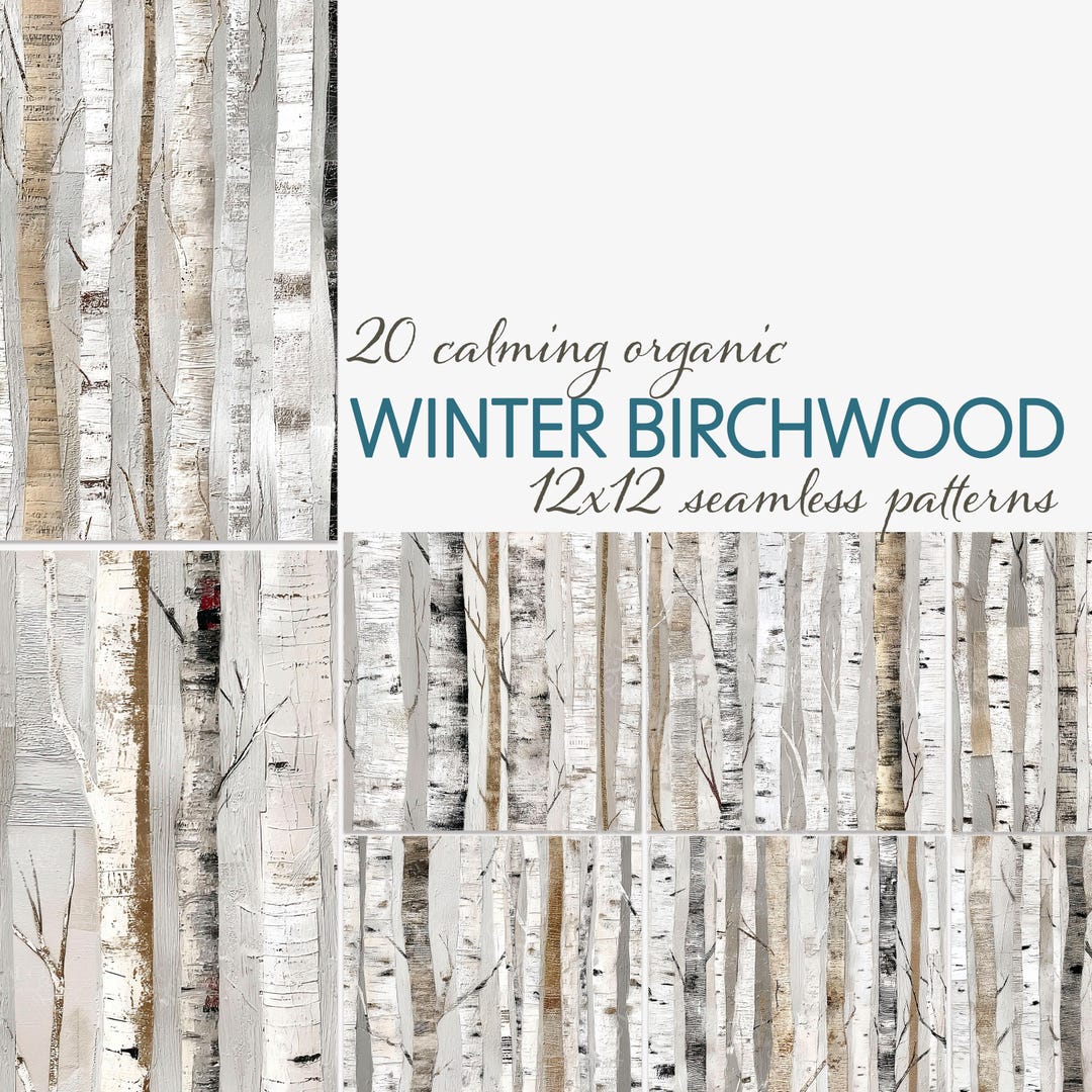 Seamless Birch Tree Digital Papers – 20 Winter Woodland Backgrounds ...