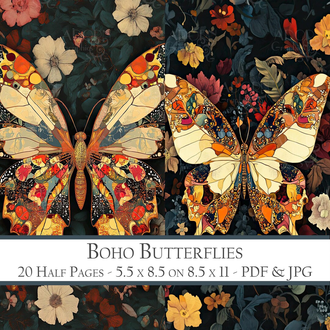 Butterfly Junk Journal Paper, Garden Themed Journal Kit, Printable ...
