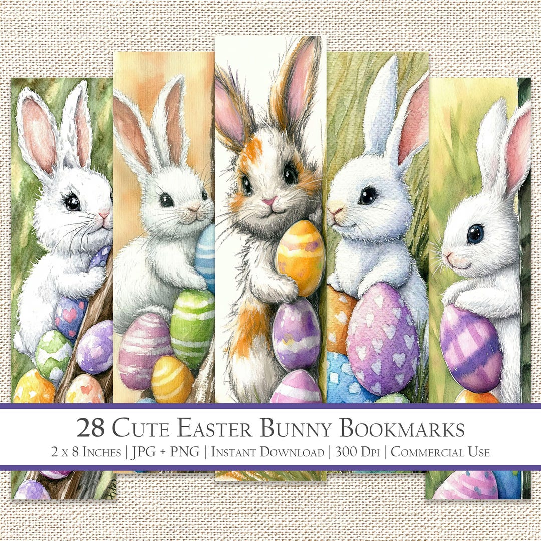 Cute Easter Bunny Bookmarks, Easter Gits, Spring Printable Bookmark ...