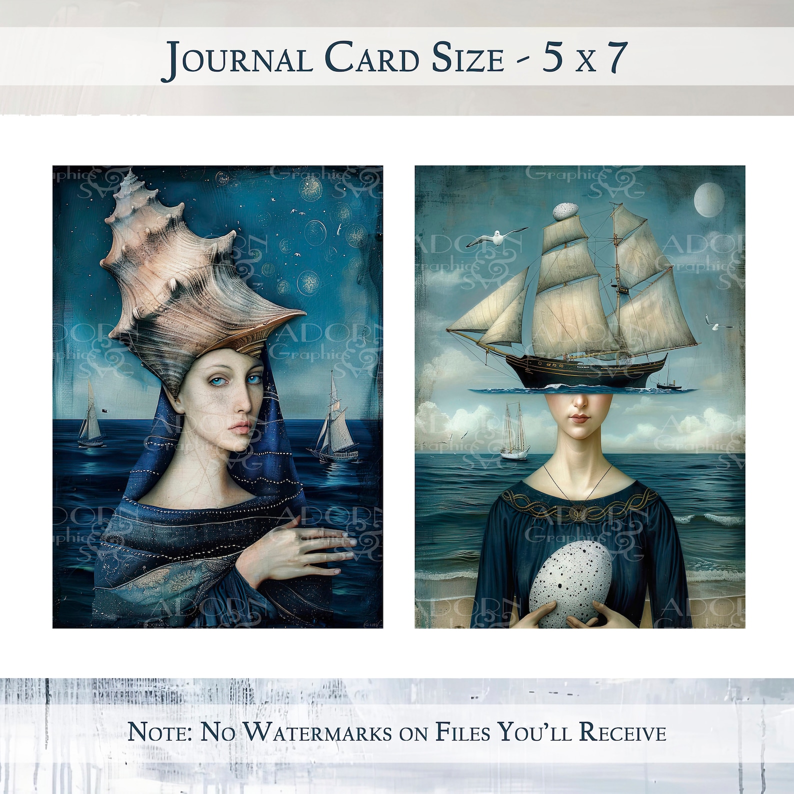 Sea ATC Cards | Collage Ephemera | Journaling Cards | Printable ...