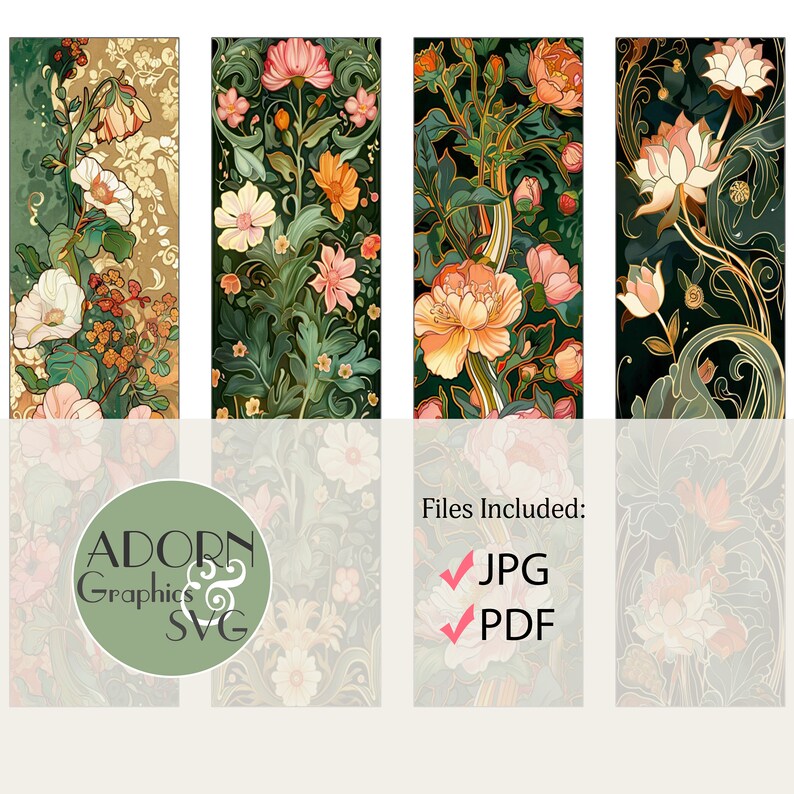 Aesthetic Bookmarks, Vintage Bookmarks, Art Nouveau Bookmark Bundle ...