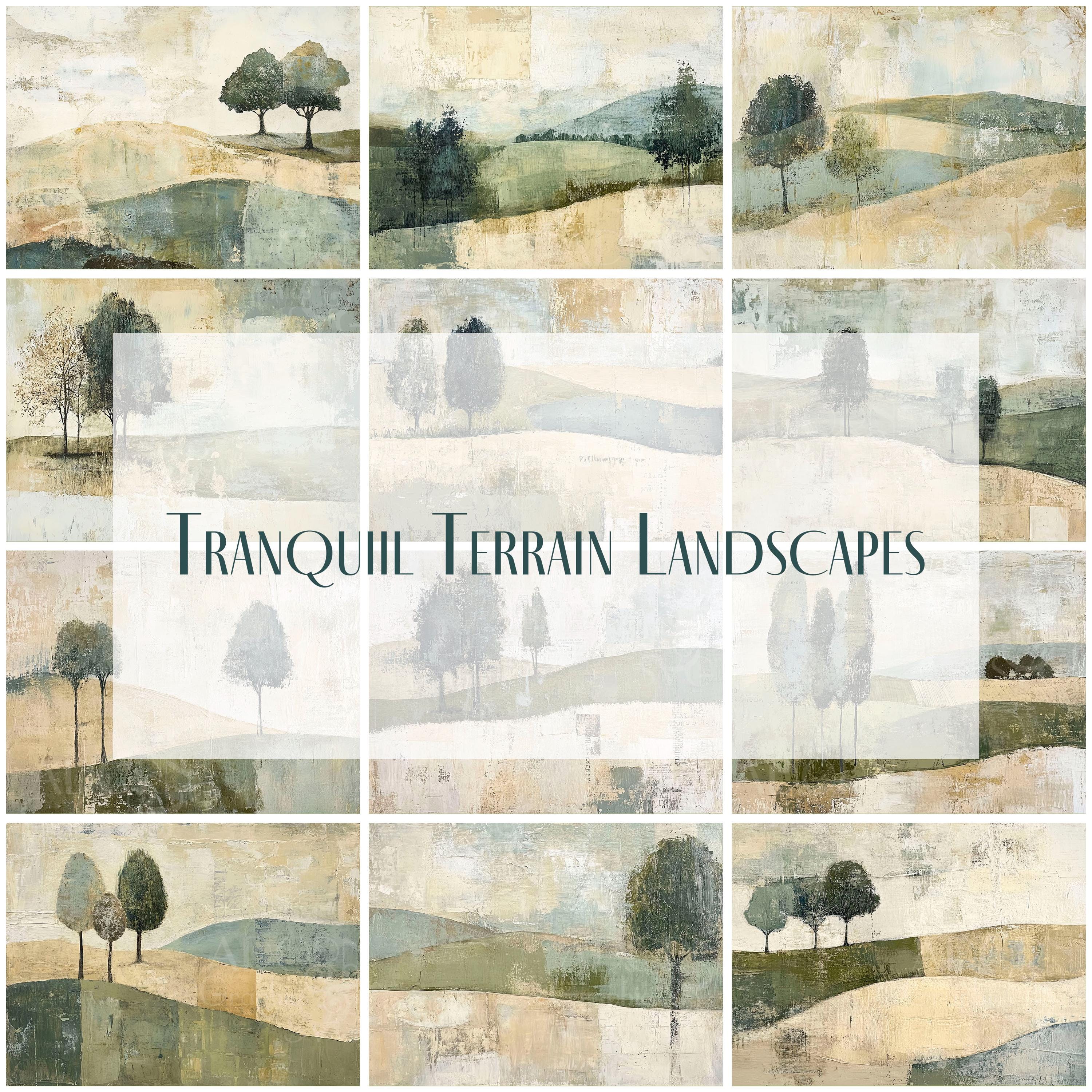 Tranquil Terrain Landscape Backgrounds – 24 Painterly Hills & Trees ...