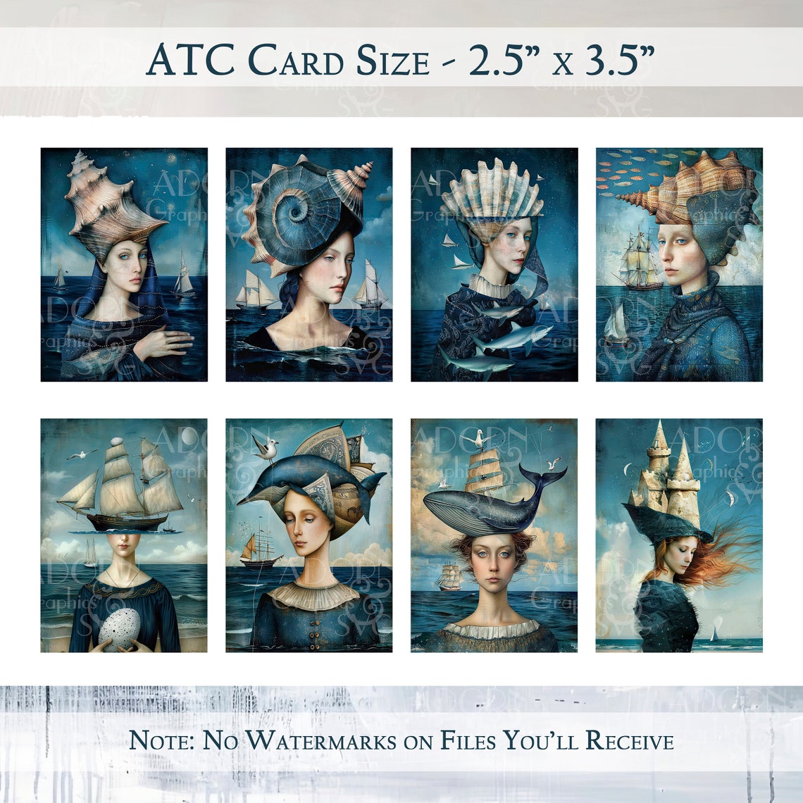 Sea ATC Cards | Collage Ephemera | Journaling Cards | Printable ...