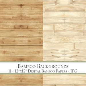 Bamboo Backgrounds, Wood Patterns, Bamboo Paper Pack, Digital Paper ...